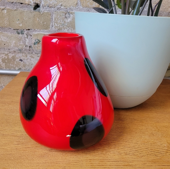 Accents | Pop Art Teardrop Shape Vase In Red Glass With Purple Black ...